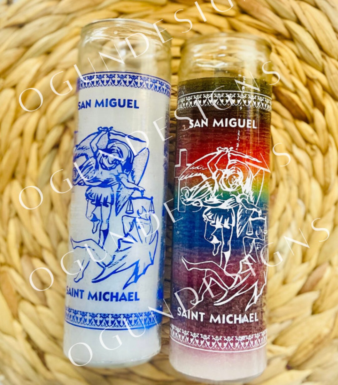 Saint Michael Glass Candle, Protection Candle, San Miguel Vela ...