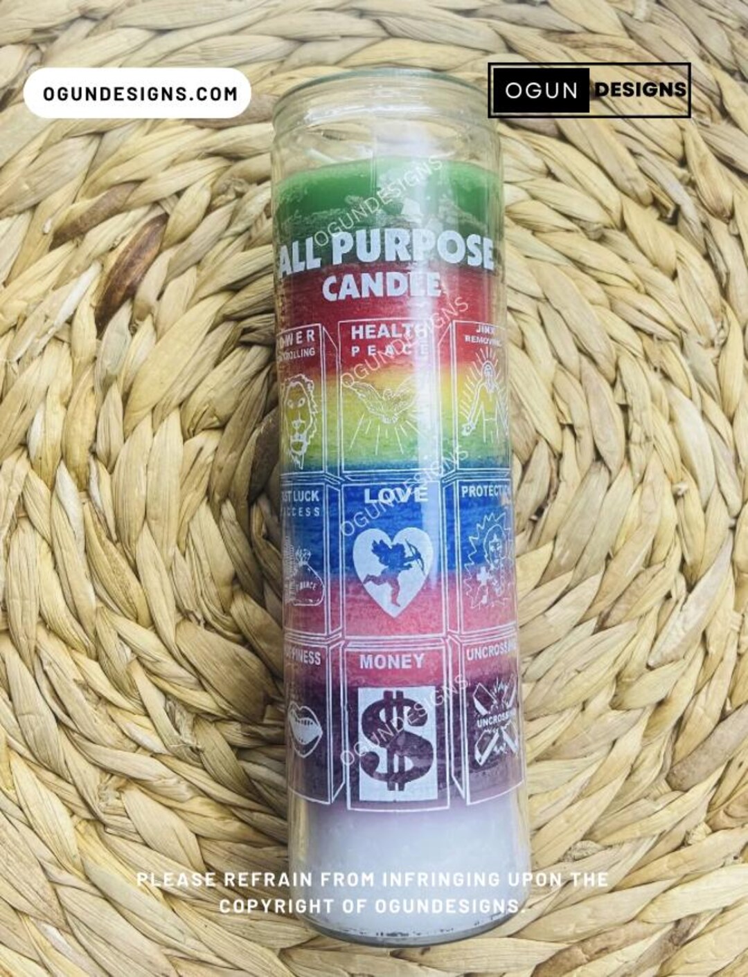 All Purpose 7 Day Glass Candle, Cleansing Candle, Love Candle, Money ...