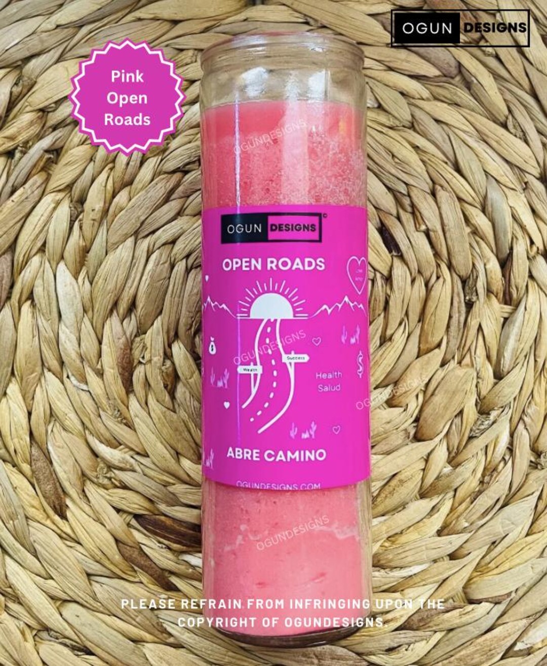Pink Open Roads Candle, Road Opener Glass Candle,prosperity, Abre ...