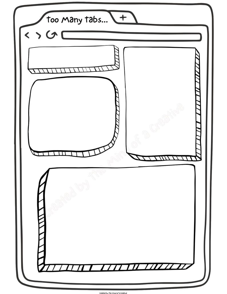 Too Many Tabs Printable Planner – Creative Brain Dump & Focus Organizer ...