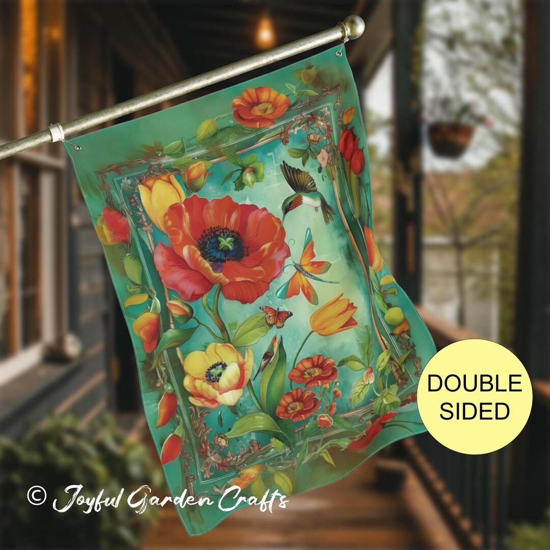 Poppy Garden Flag Large Double Sided Floral Outdoor Decor - Etsy