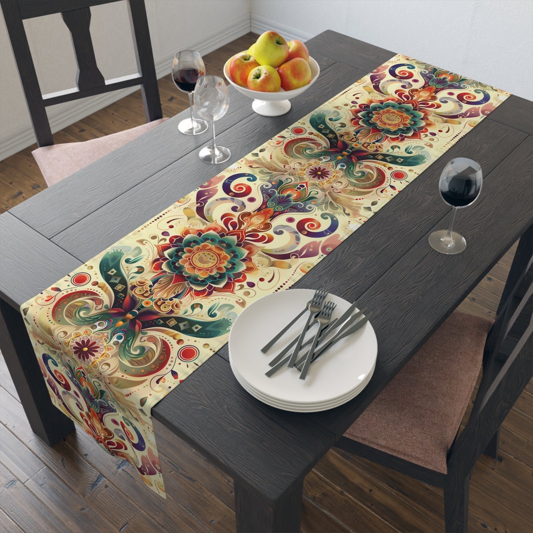 Rustic Decor Table Runner for Shabbat Table Accent Colorful Table ...