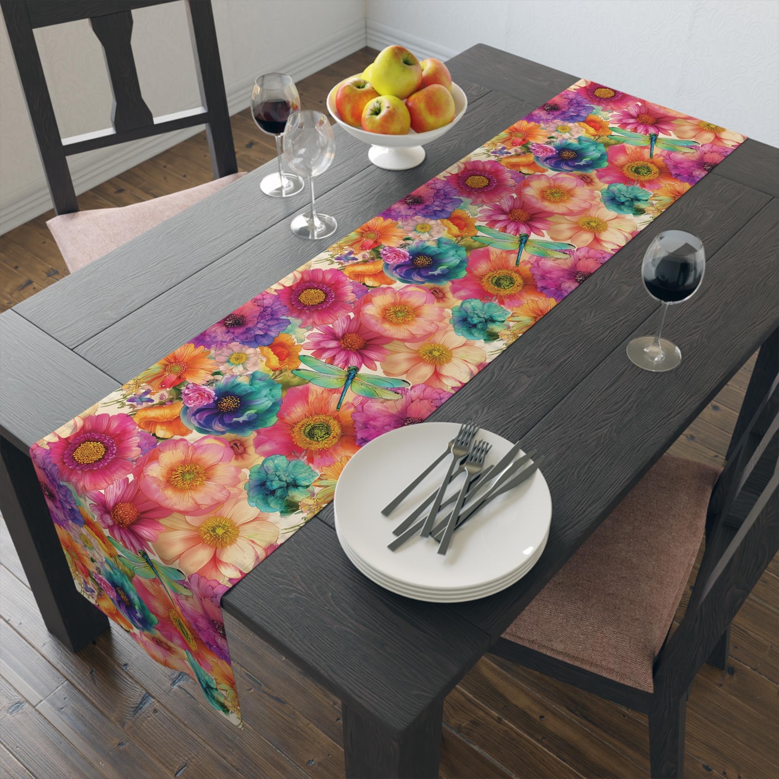 Bright Floral Table Runner for Summer Party Cheerful Centerpiece for ...