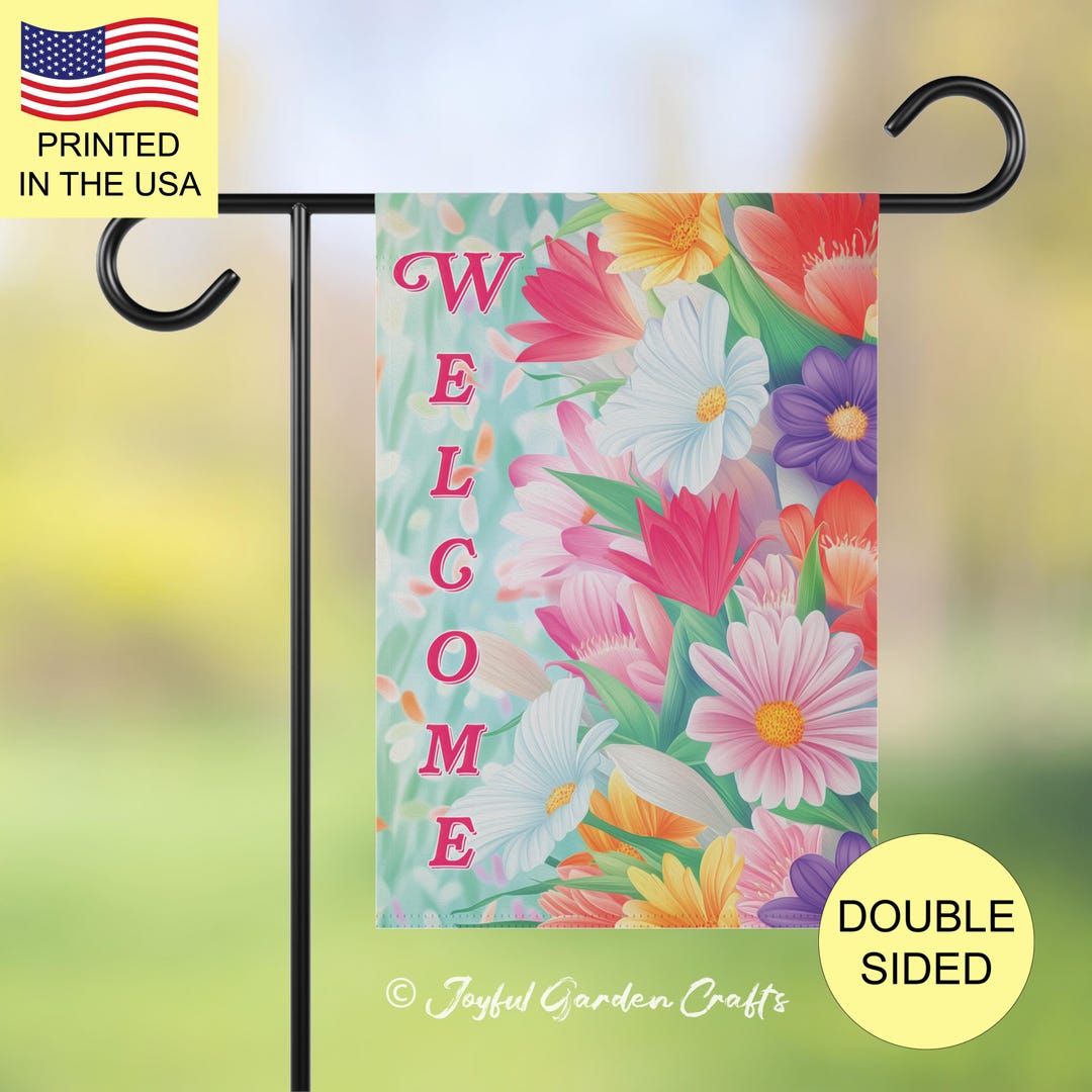 Spring Floral Welcome Garden Flag Outdoor Decor Colorful Flower Yard ...