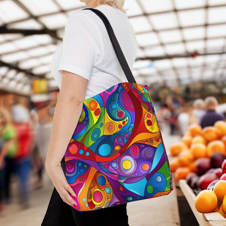 Abstract Tote Bag Canvas Aesthetic Birthday Gift Colorful Tote Modern ...