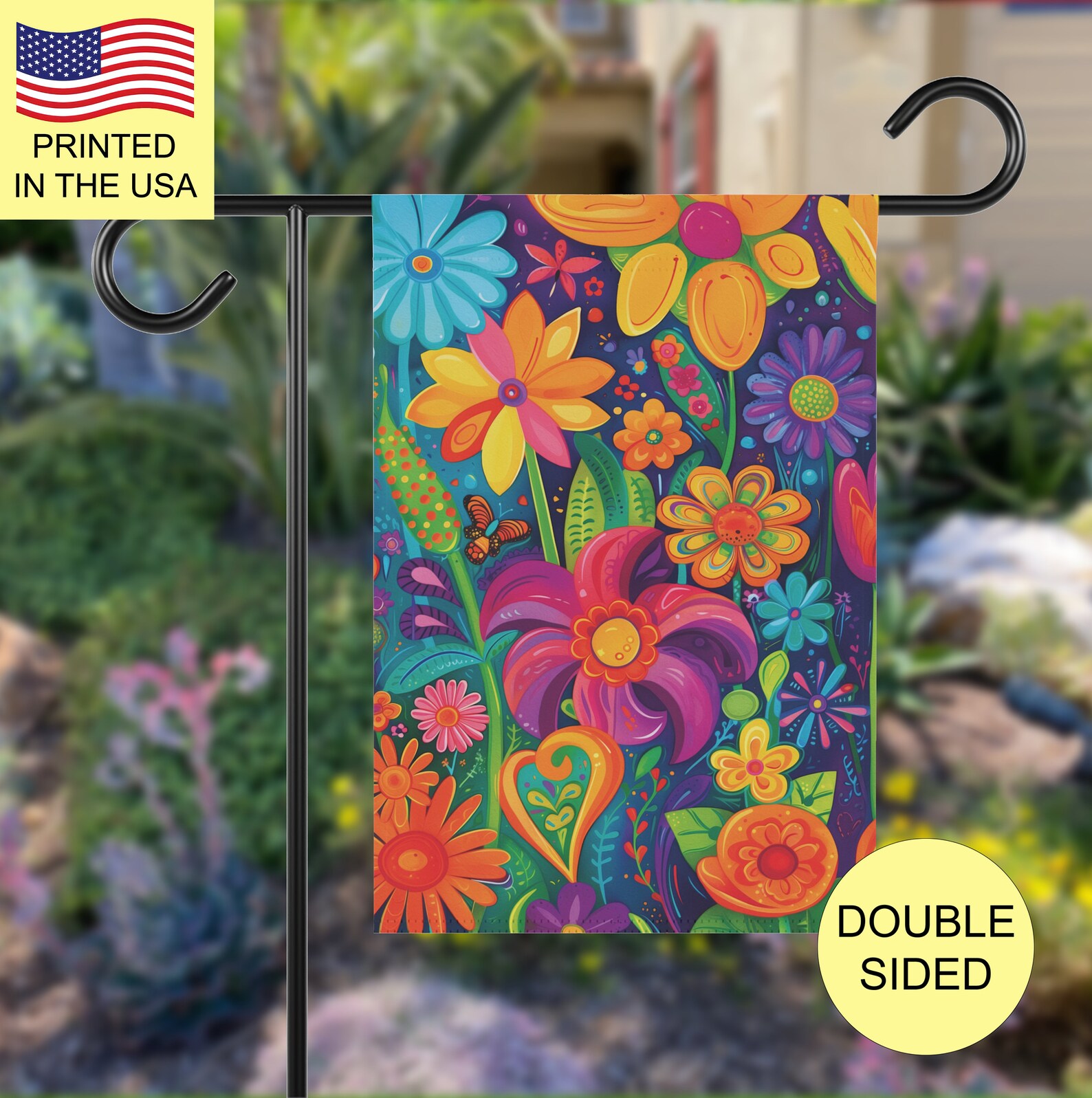 Summer House Flag Large Flower Summer Garden Flag Vibrant Floral ...