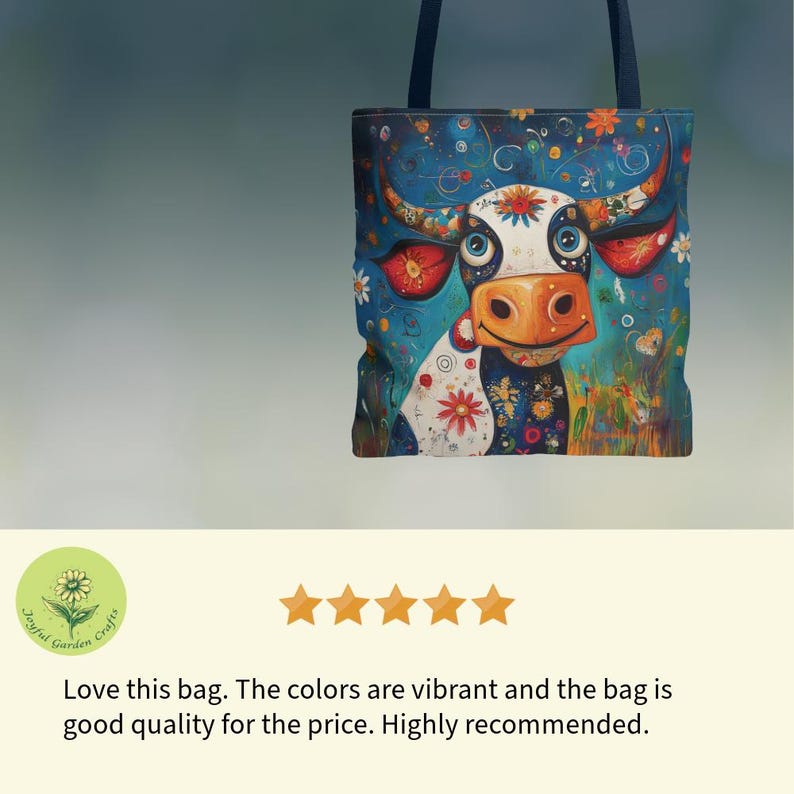 Cute Cow Bag for Boho Tote Bag Modern Large Artsy Tote Bag Funny Bull ...