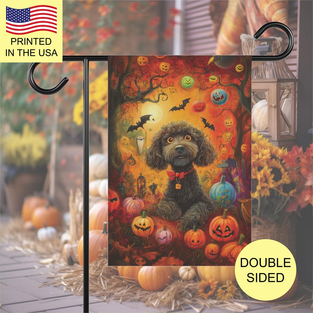 Funny Dog Halloween Garden Flag Cute Halloween Decor Labradoodle House ...