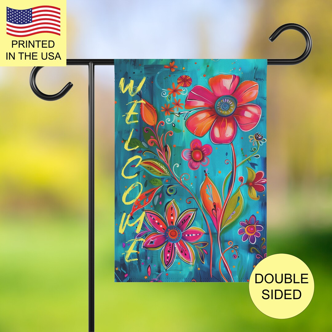 Welcome Garden Flag Large Summer House Banner Welcome Floral Outdoor ...