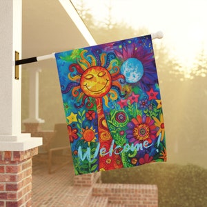Garden Flag for Summer Welcome Flag With Flowers Boho Garden Flag ...