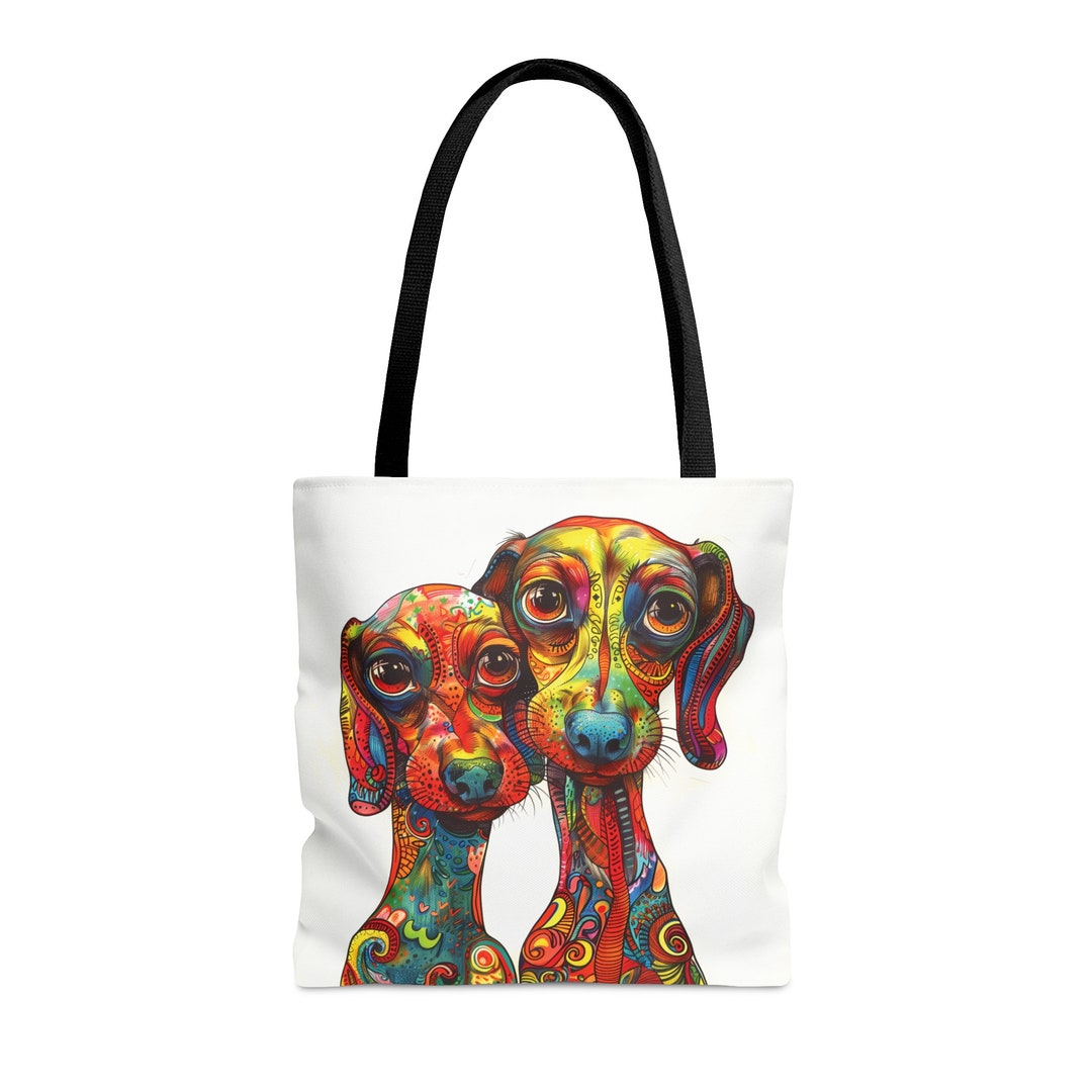 Colorful Dog Tote Bag Dachshund Art Gift for Dog Owner Tote Dog Person ...