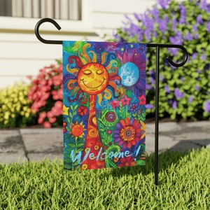 Garden Flag for Summer Welcome Flag With Flowers Boho Garden Flag ...
