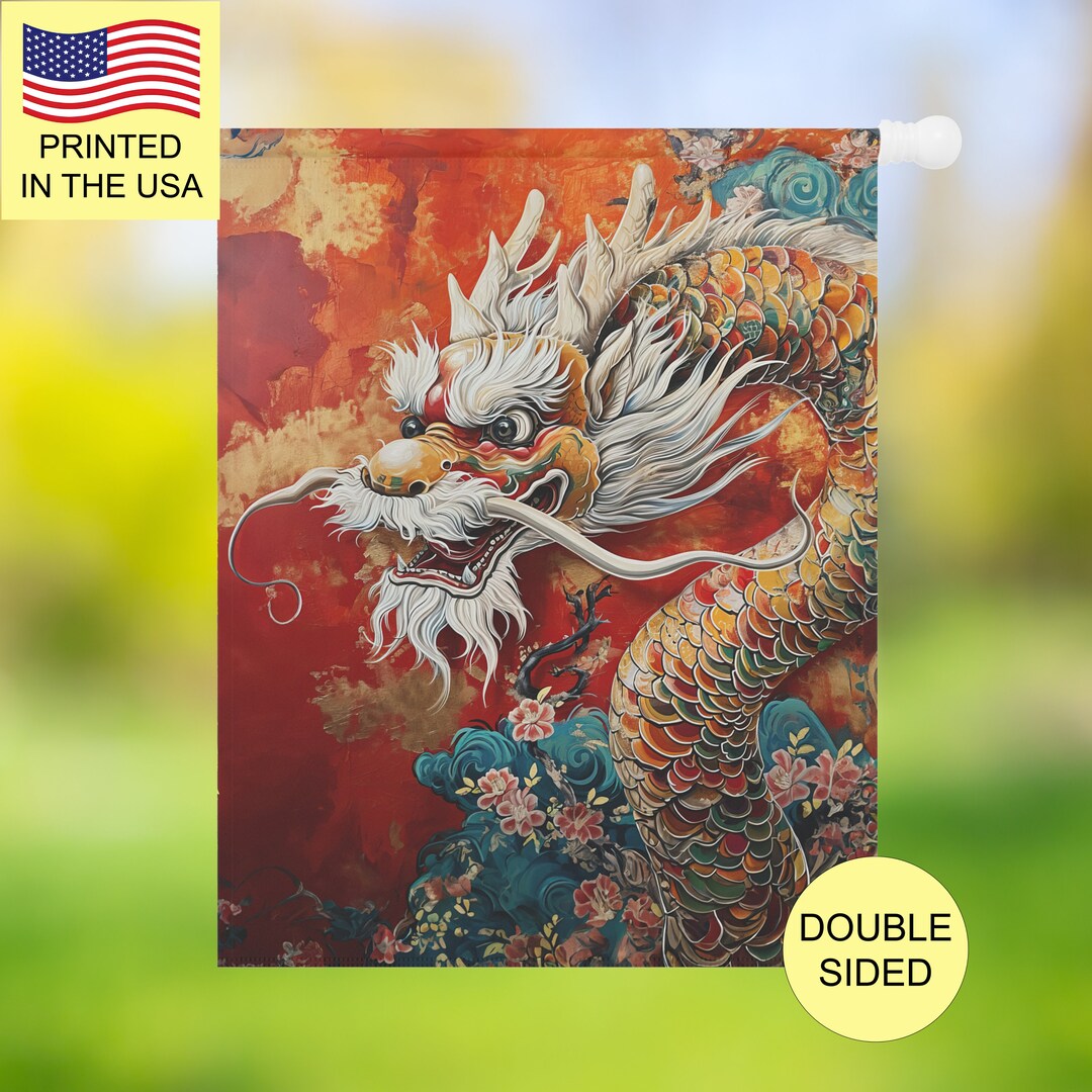 Chinese New Year Dragon Garden Flag: Double Sided Spring Festival ...