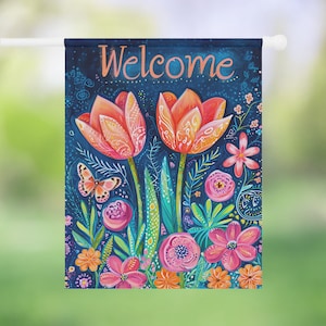 Welcome House Flag Double Sided Summer Garden Flag Floral Outdoor Decor ...