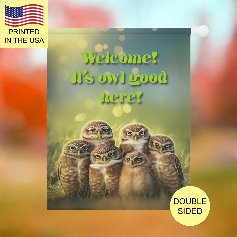 Welcome Garden Flag Cute Owl House Flag Owl Decor Gift for Owl Lover ...