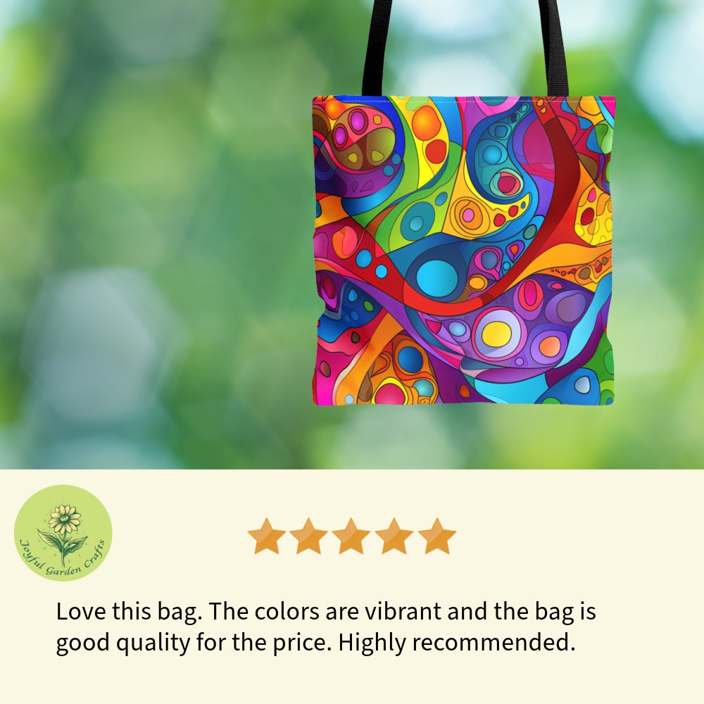 Abstract Tote Bag Canvas Aesthetic Birthday Gift Colorful Tote Modern ...