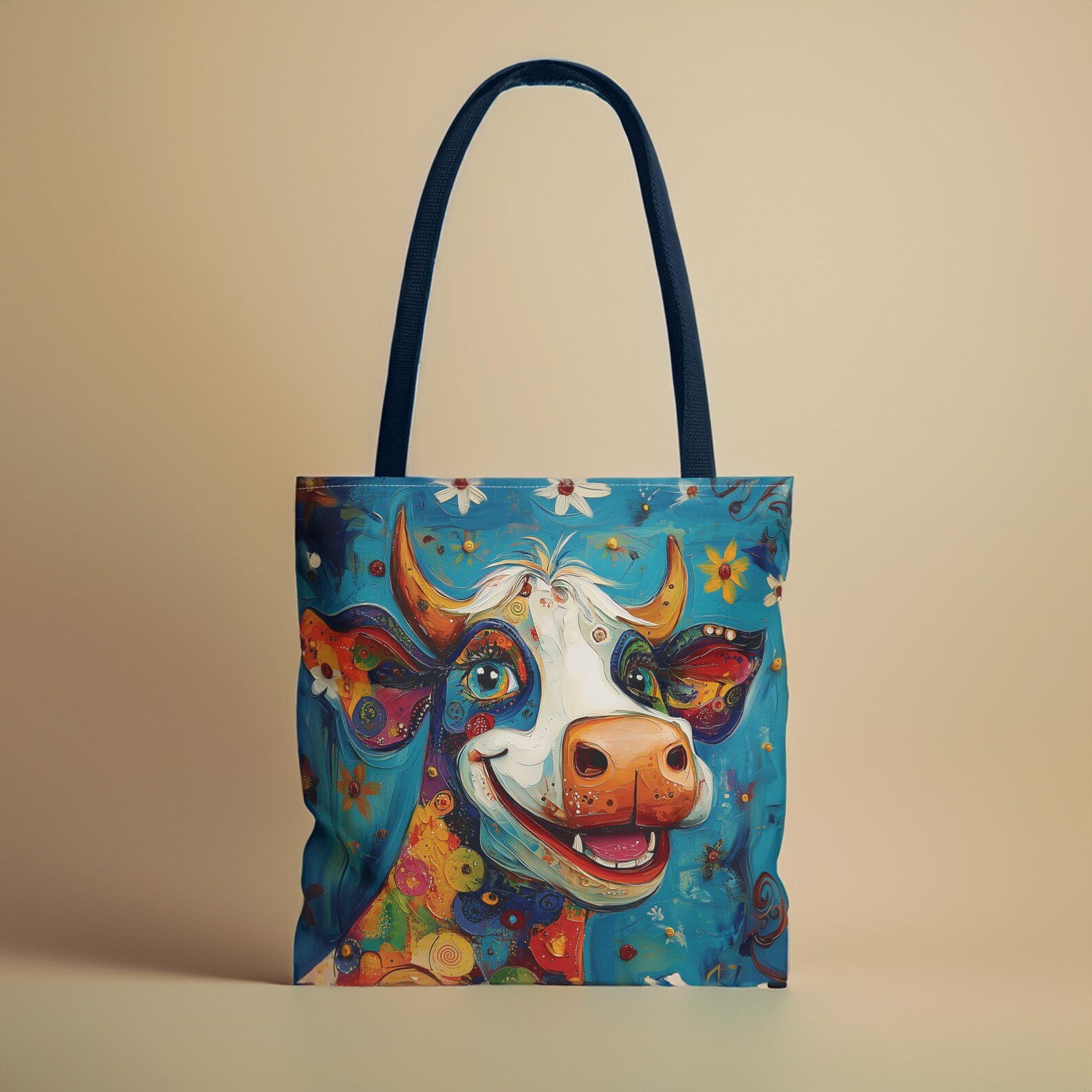 Cute Cow Bag for Boho Tote Bag Modern Large Artsy Tote Bag Funny Bull ...