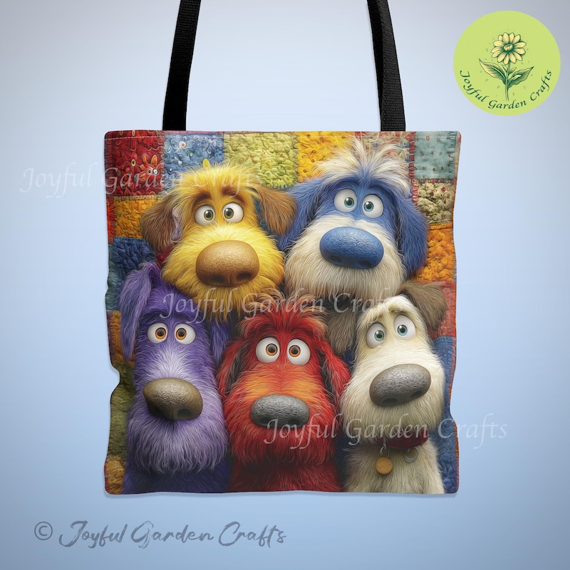 Cartoon Dog Tote Bags - Etsy