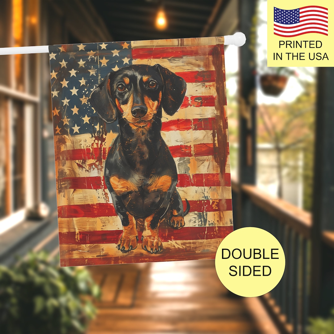Independence Day Flag for Garden Patriotic Flag Dachshund 4th of July ...