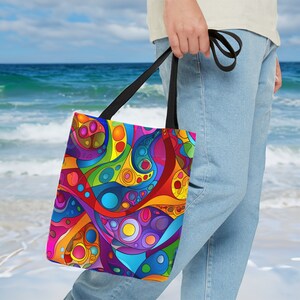 Abstract Art Tote Bag Colorful Modern Designcotton Handles - Etsy