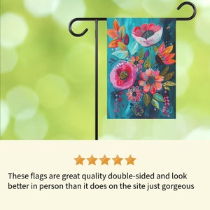 Floral Garden Flag Summer House Banner Spring Decor Colorful Yard Flag ...