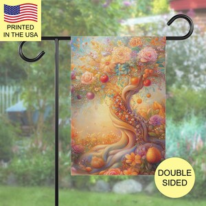Tree of Life Garden Flag Floral House Flag Harvest Abundance Banner ...