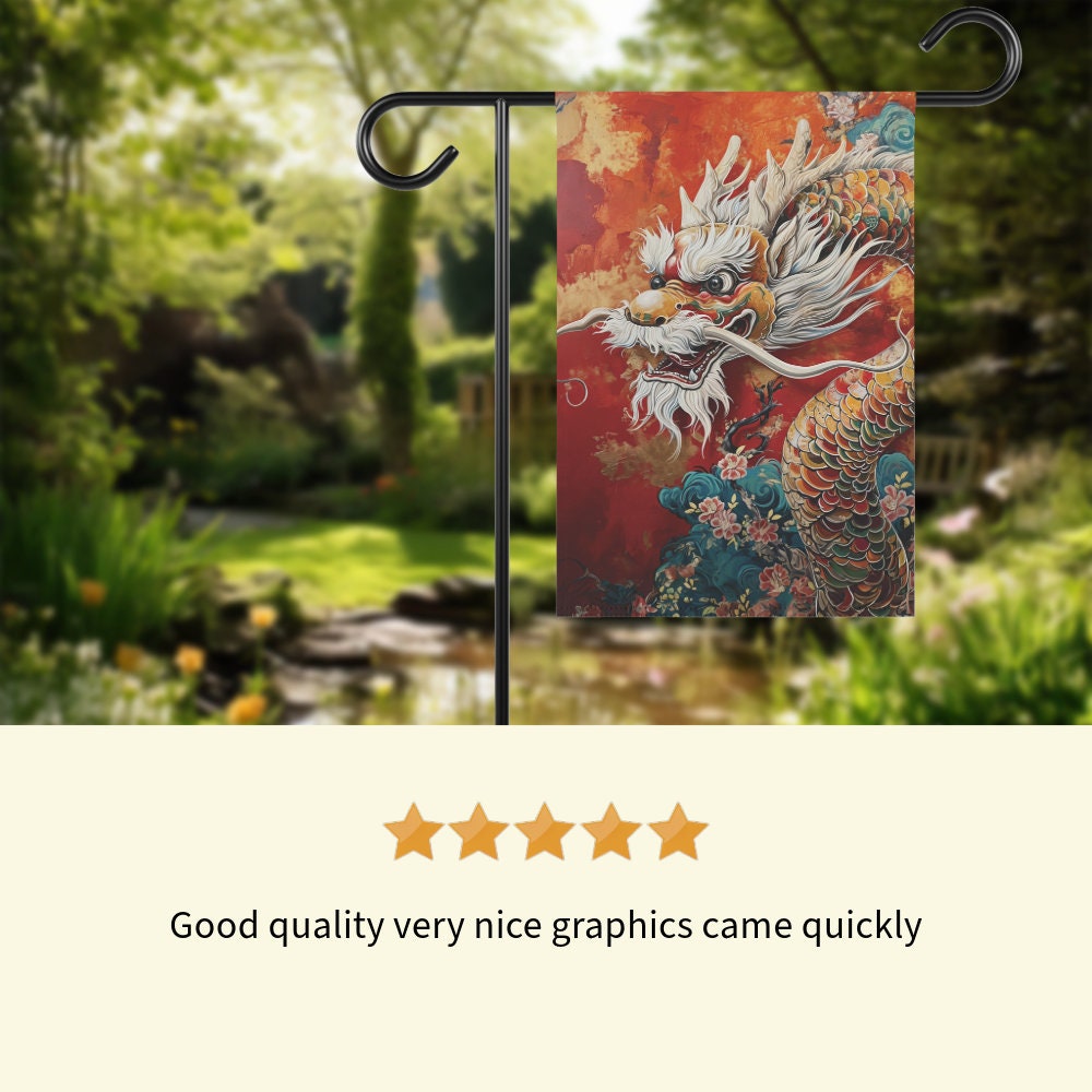 Chinese New Year Dragon Garden Flag Large Chinese Dragon Garden & House ...