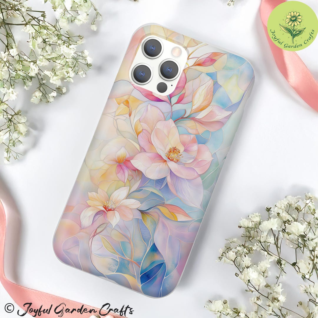 Pastel Magnolia Floral Phone Case, Soft Watercolor Design - Etsy