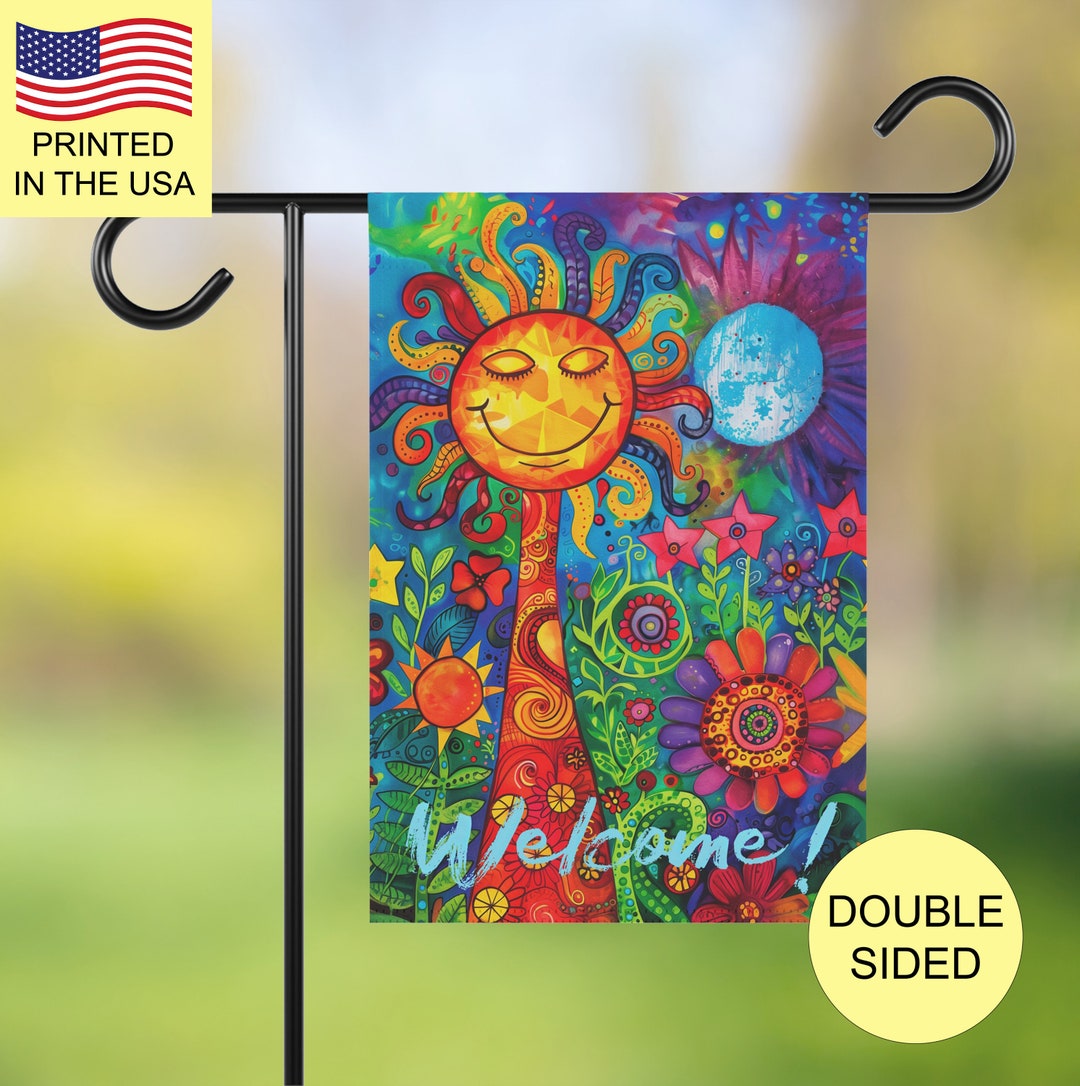 Garden Flag for Summer Welcome Flag With Flowers Boho Garden Flag ...