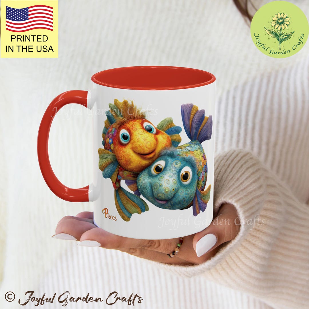 Pisces Zodiac Mug, Cute Colorful Fish Coffee Mug, Astrology Gift for ...