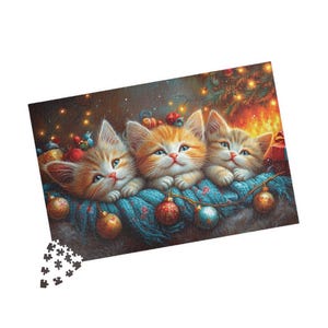 Colorful Holiday Kitten Puzzle Cozy Gift for Cat Lover Adorable Kittens ...
