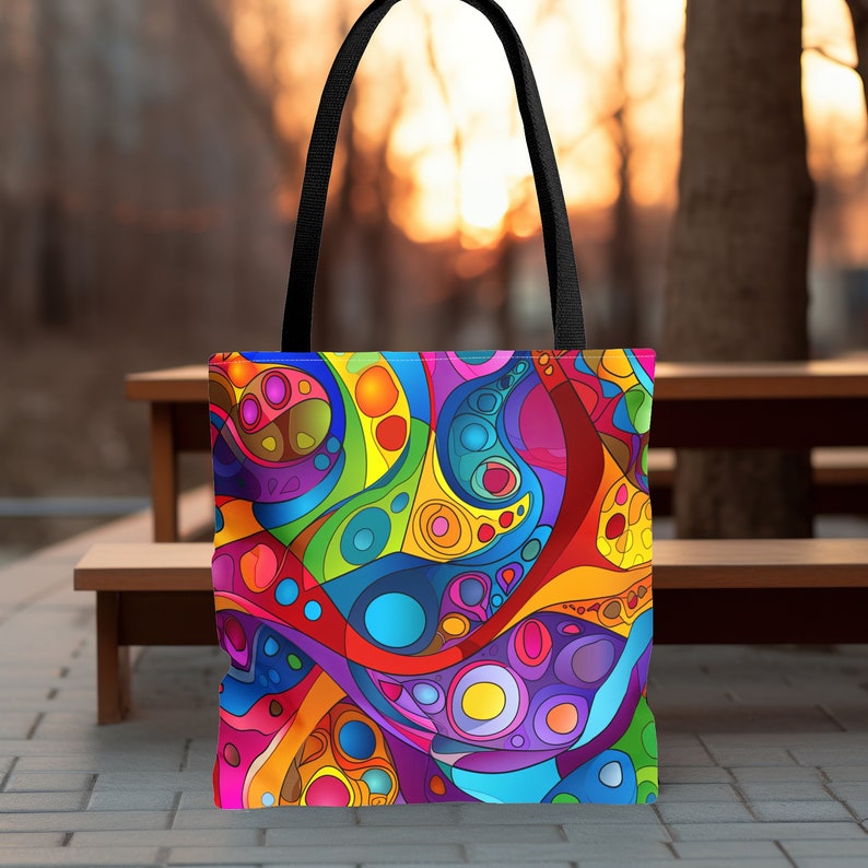 Abstract Art Tote Bag Colorful Modern Designcotton Handles - Etsy