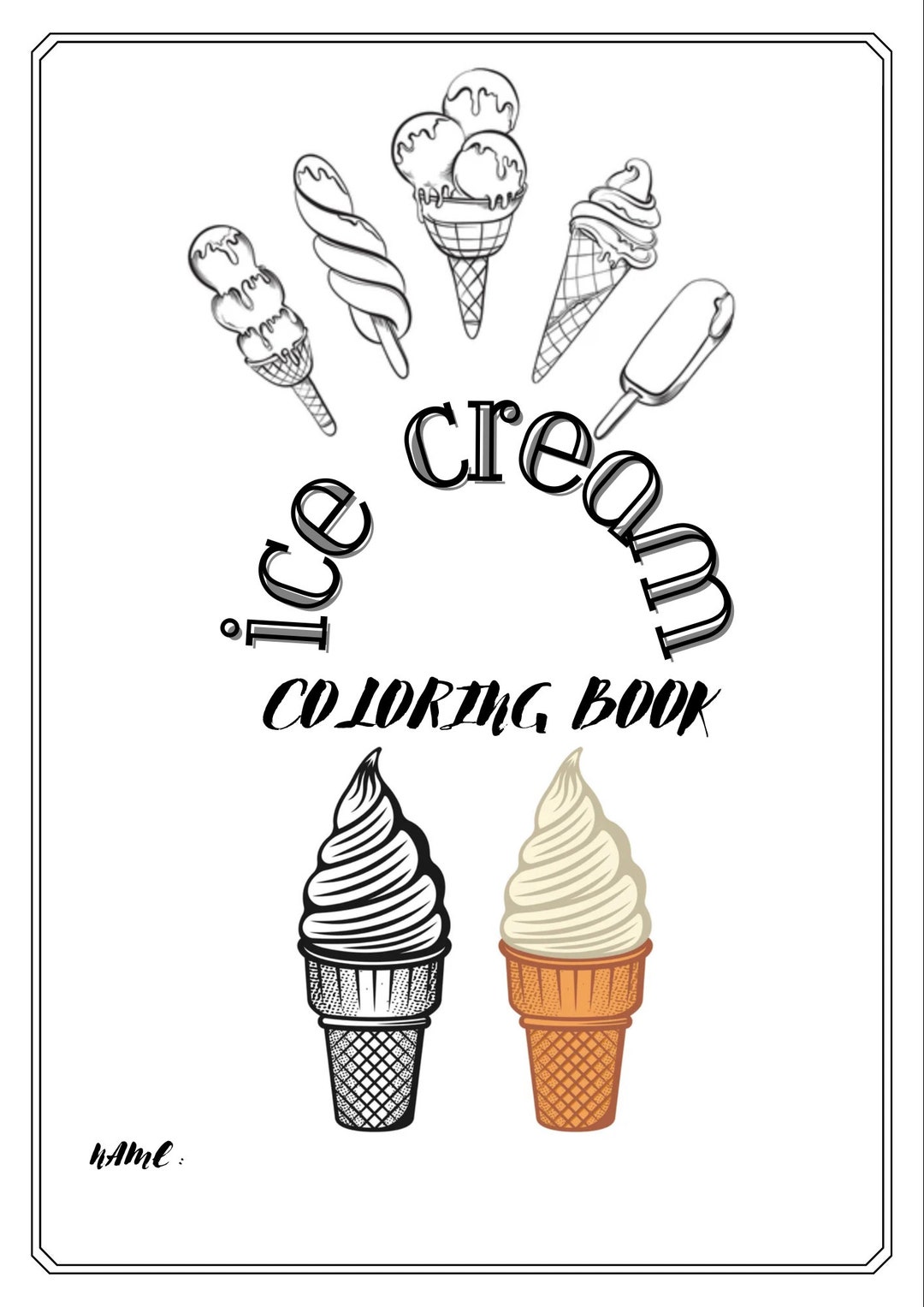 Ice Cream Coloring Book - Etsy