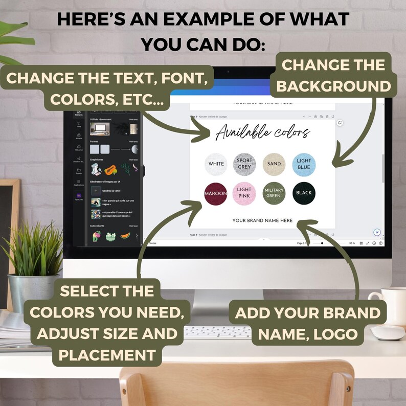 Gildan 18500 Editable Color Chart Size Chart Bundle Customize Canva All ...