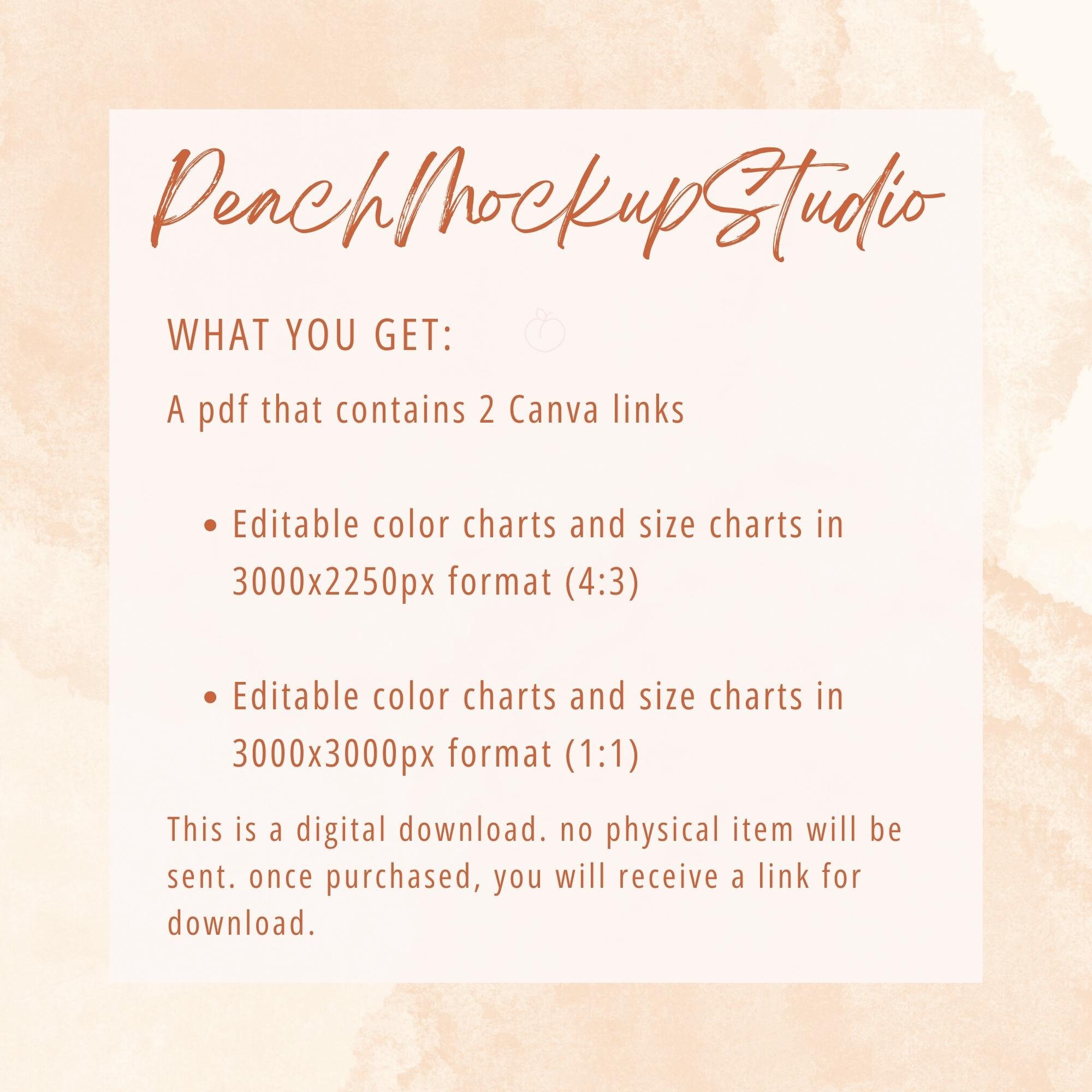 Comfort Colors 1717 Editable Color Chart Size Chart Bundle Customize ...