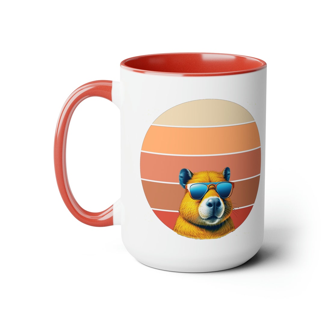 Capybara Mug Gift for Retro Sunset Lover Rodent Lover - Etsy