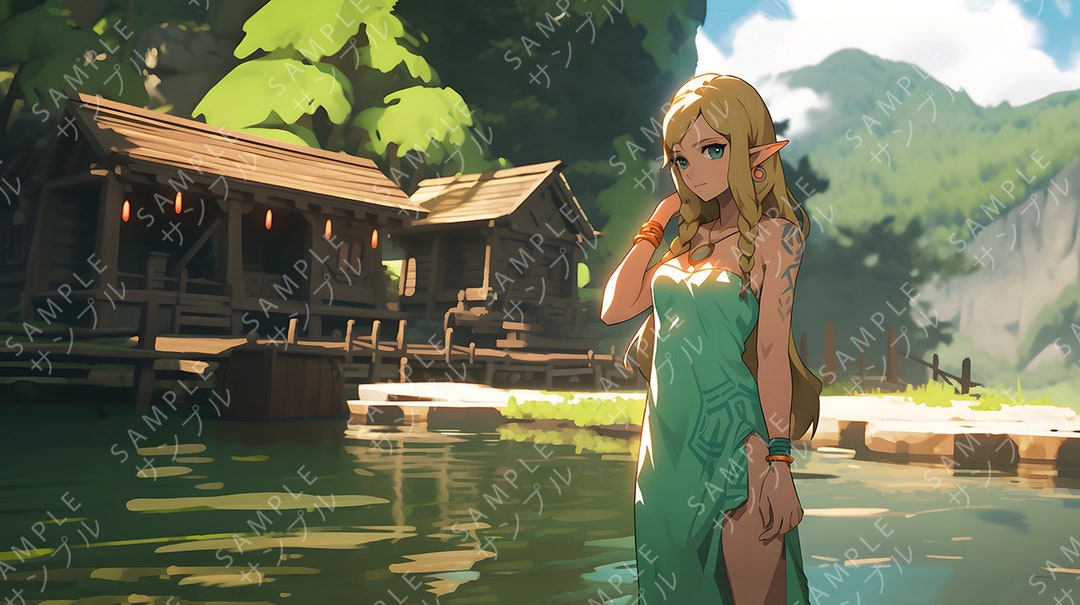 Tears of the Kingdom: Zelda Lake House Digital Art Wall Art Print ...