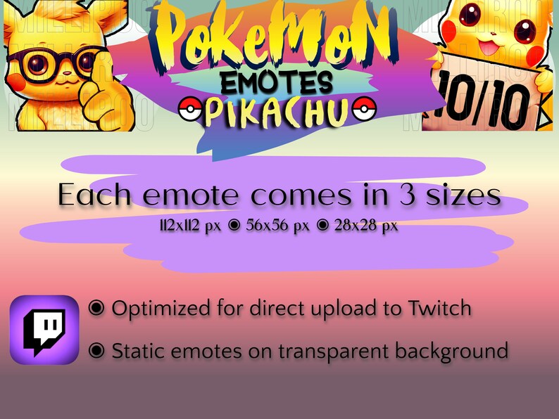 PIKACHU Pokemon Emotes - BASICS Pack - Etsy