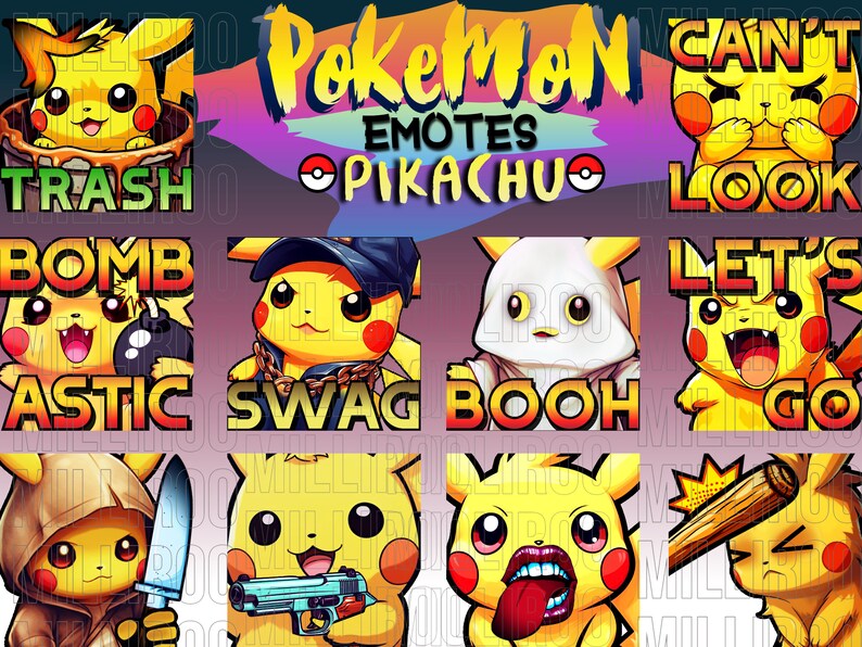 PIKACHU Pokemon Emotes - EXTRAS Pack - Etsy