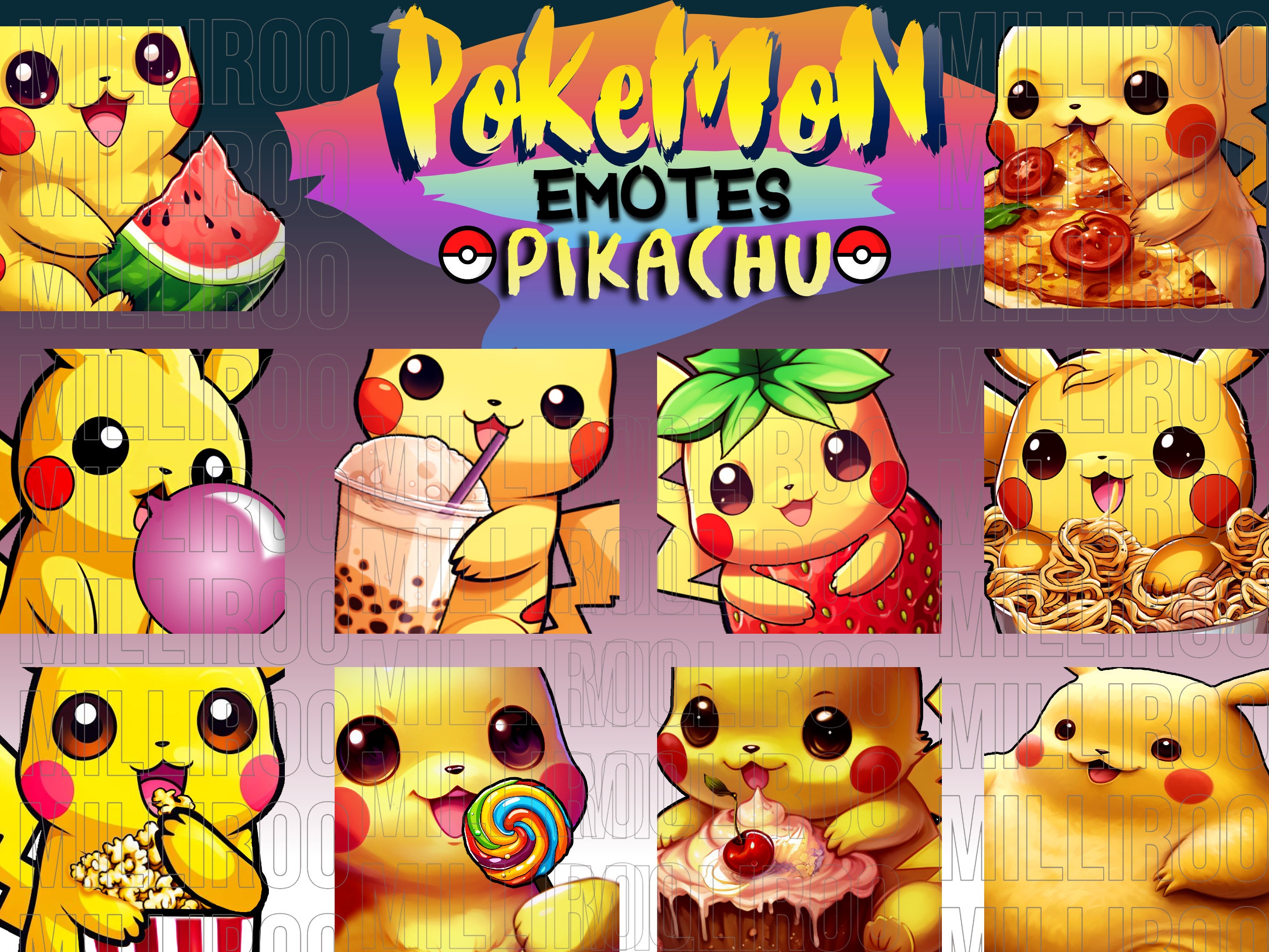 PIKACHU Pokemon Emotes MUNCHIE Pack - Etsy Australia