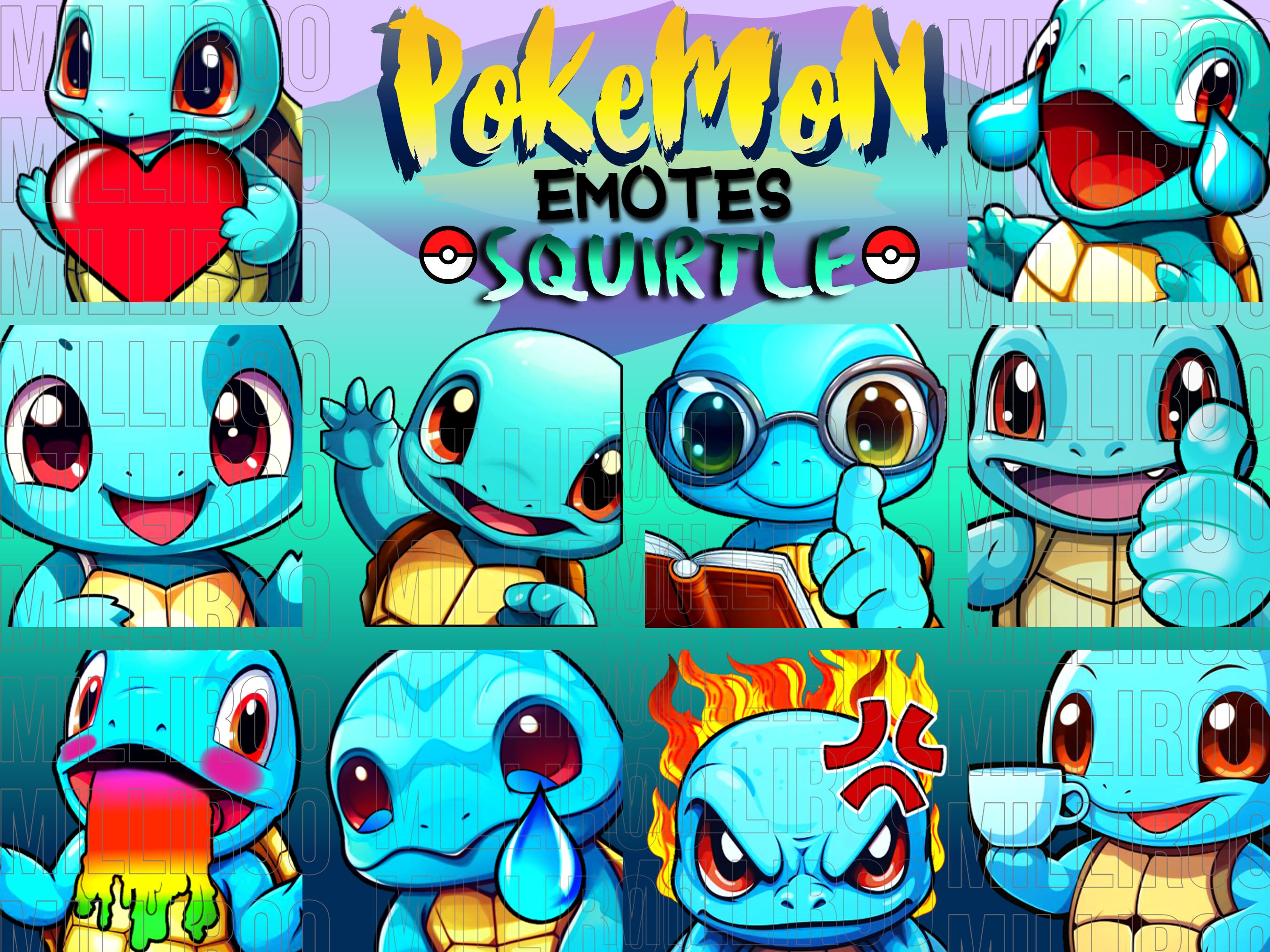 SQUIRTLE Pokemon Emotes BASICS Pack - Etsy Australia