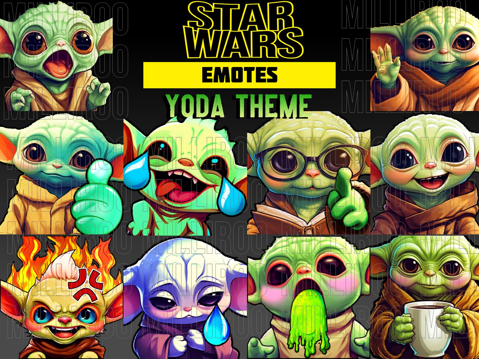 YODA Star Wars Twitch Emotes BASICS Pack - Etsy Australia
