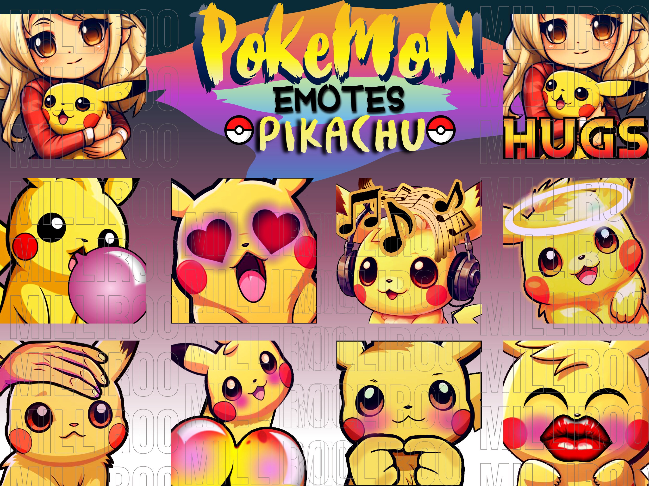 PIKACHU Pokemon Emotes - EXTRAS Pack - Etsy