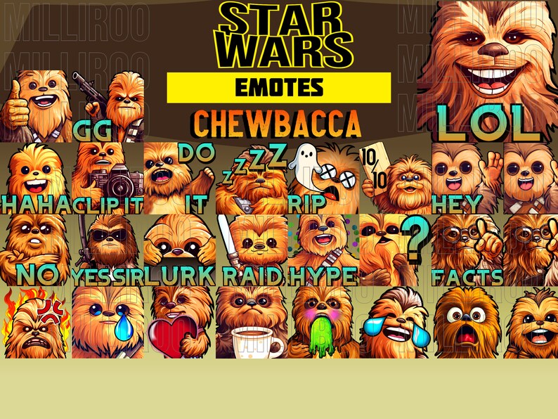 CHEWBACCA Star Wars Emotes - BASICS Pack - Etsy