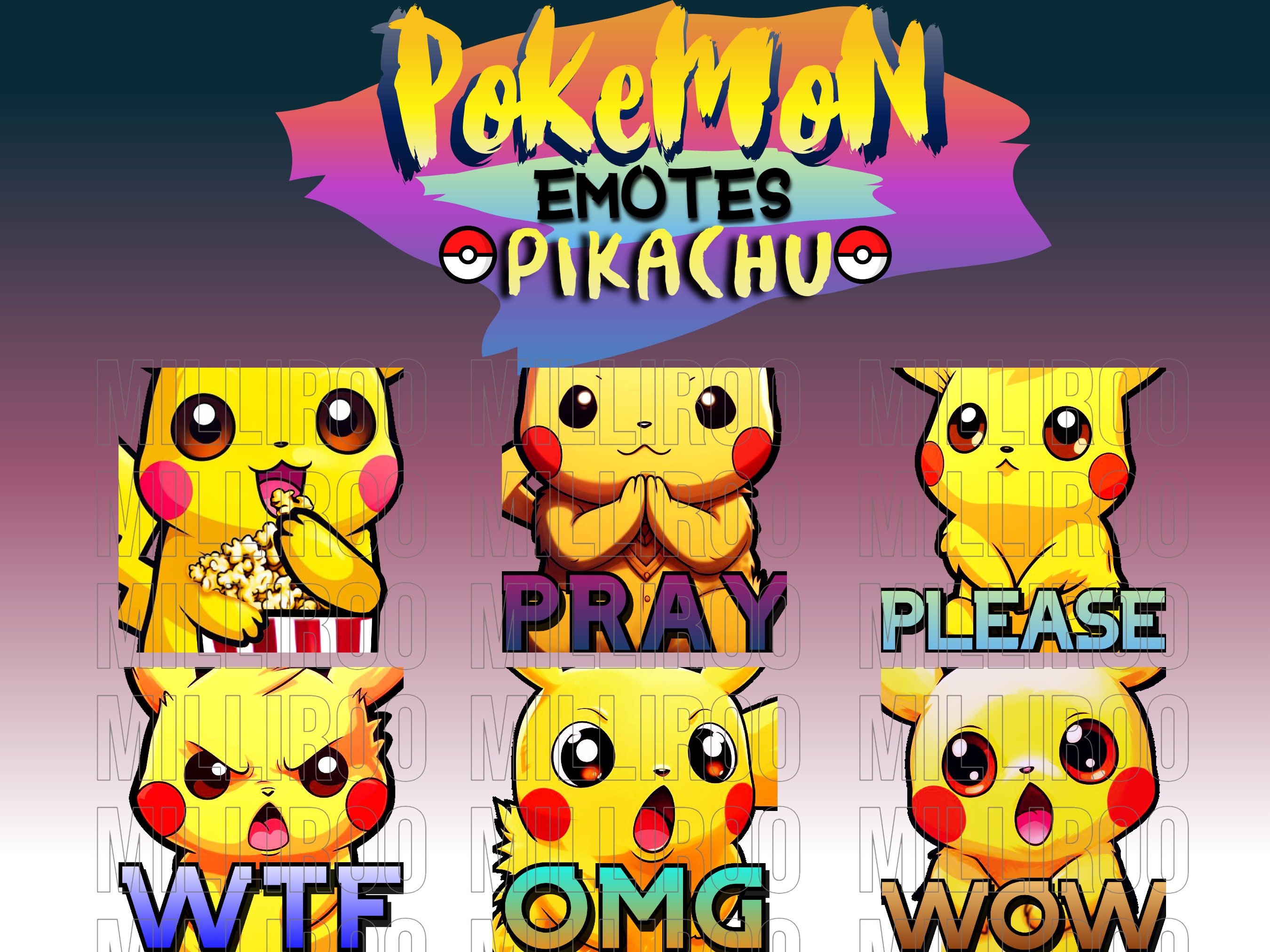 PIKACHU Pokemon Emotes - EXTRAS Pack - Etsy