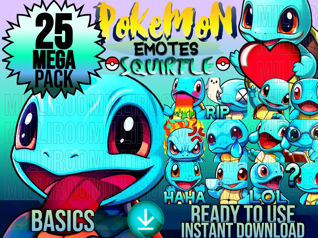 SQUIRTLE Pokemon Emotes BASICS Pack - Etsy Australia