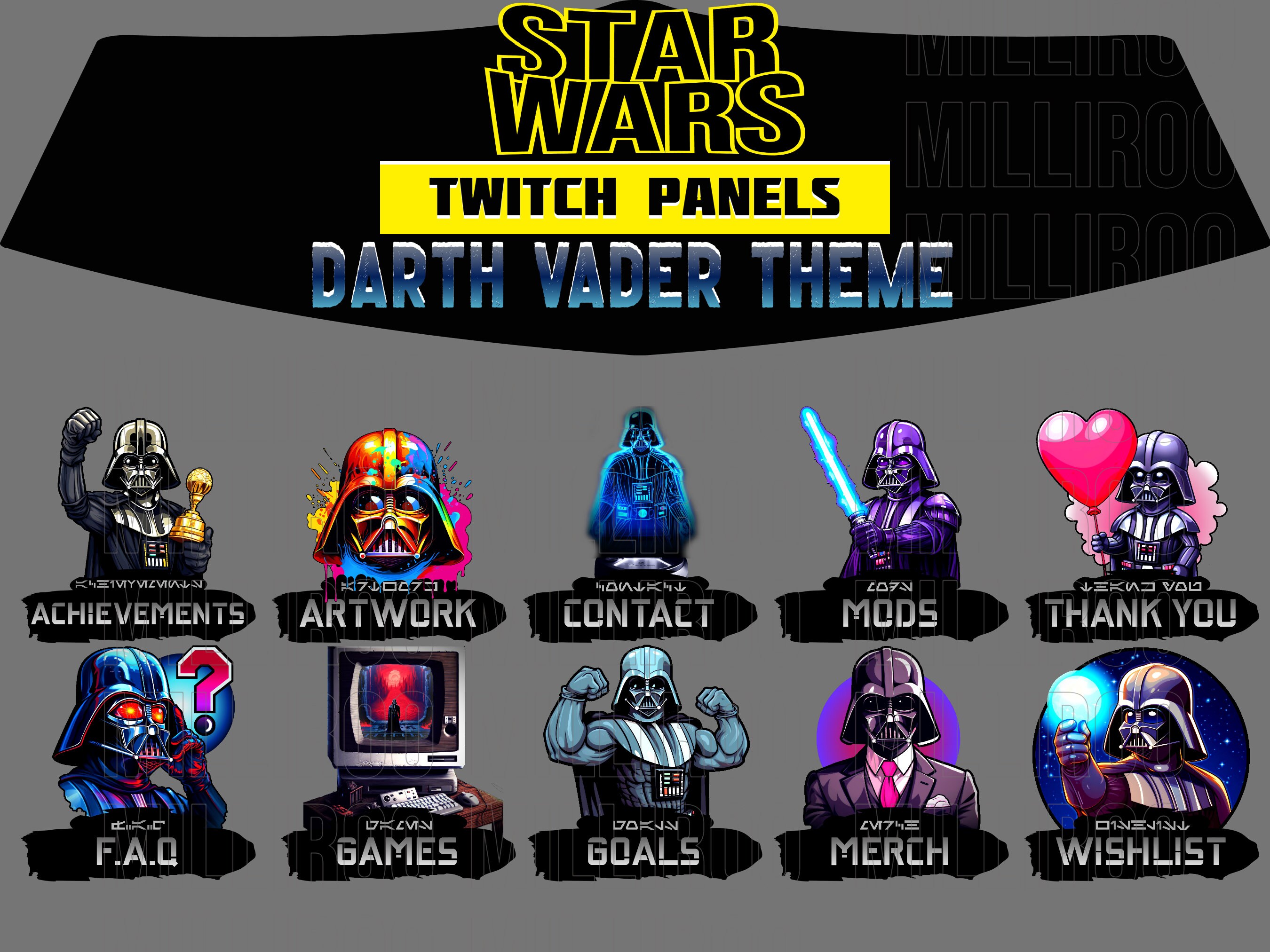 DARTH VADER Star Wars Twitch Panels - EXTRAS Pack - Etsy