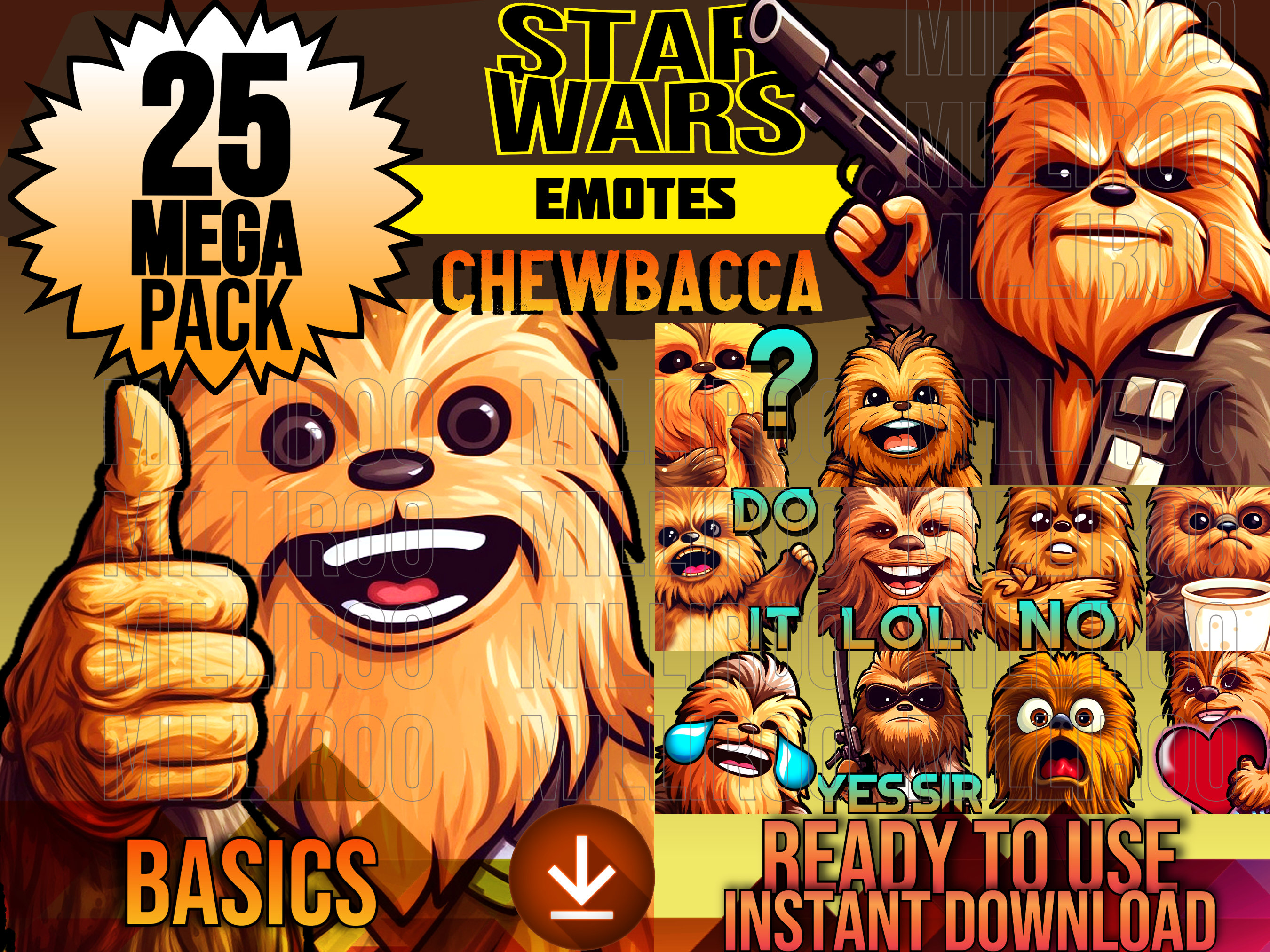 CHEWBACCA Star Wars Emotes - BASICS Pack - Etsy