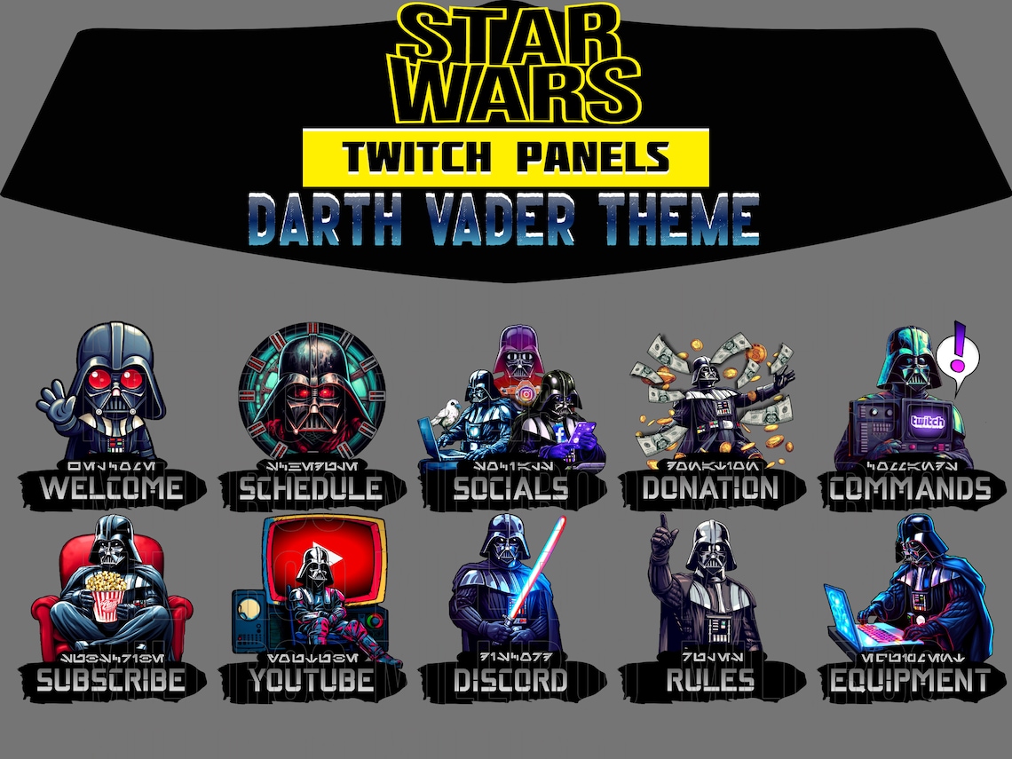 DARTH VADER Star Wars Twitch Panels - BASICS Pack - Etsy