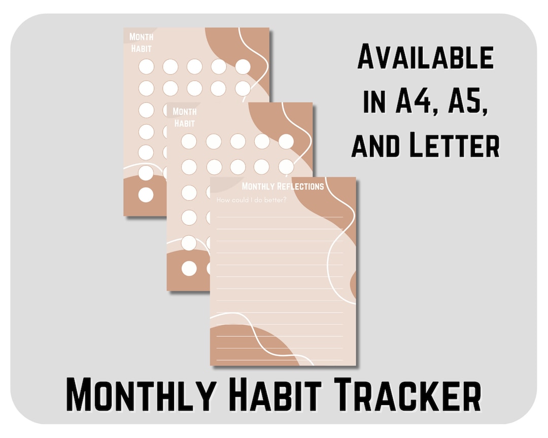 Digital PDF Habit Tracker, Printable Productivity Template, Monthly ...